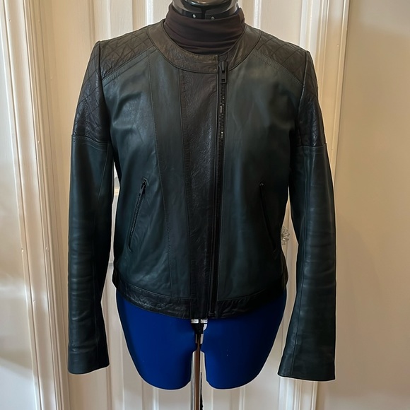 Theory | Jackets & Coats | Theory Leather Moto Colorblock Jacket | Poshmark